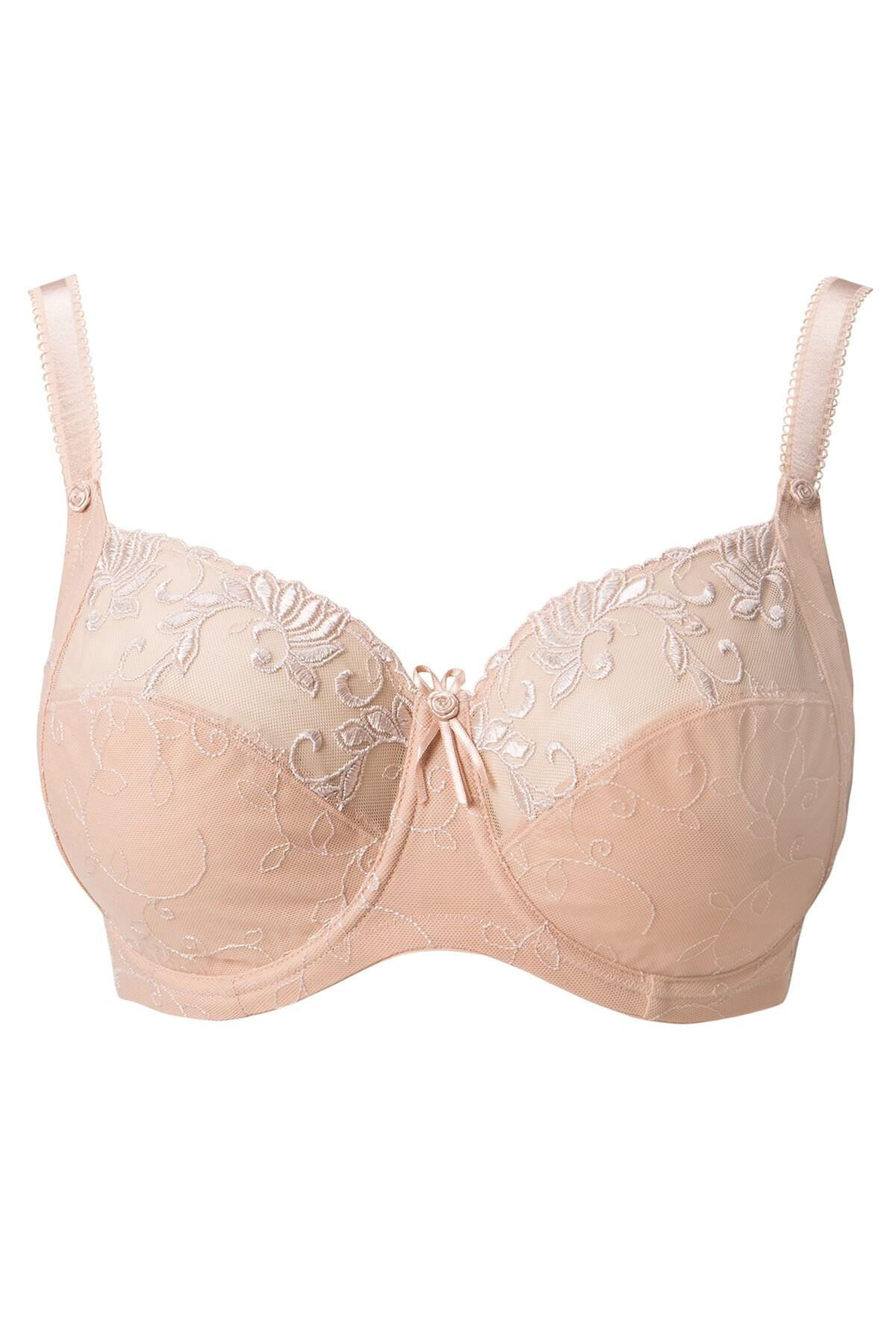 Imogen Rose Embroidered Bra D-M in Latte | Pour Moi Clothing
