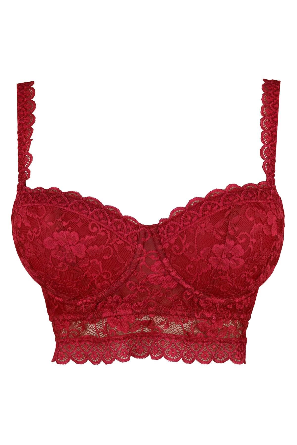 Rebel Lightly Padded Multiway Strapless Longline Bra in Red | Pour Moi ...