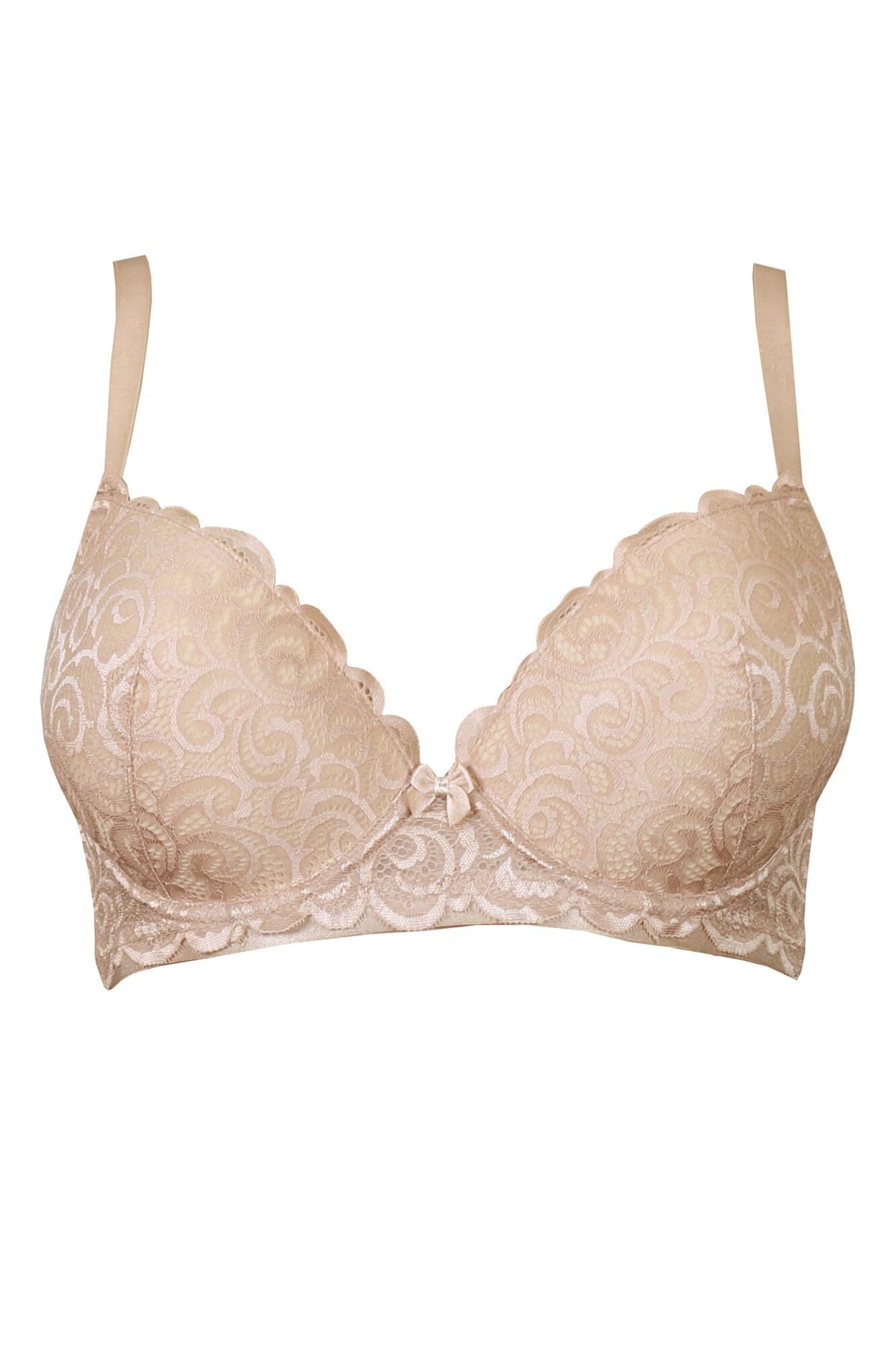 Romance Moulded Plunge Push-Up Bra in Almond | Pour Moi Clothing