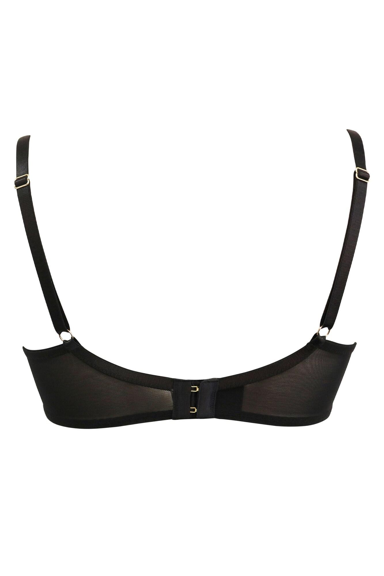 Parisienne Padded Longline Bra in Black/Red | Pour Moi Clothing