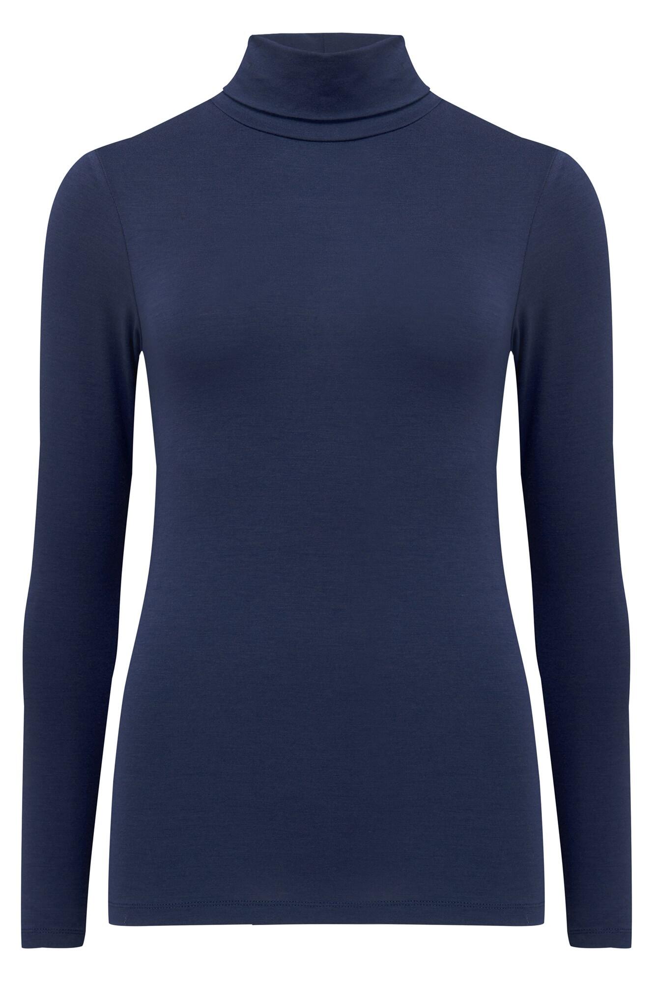 Second Skin Thermal Roll Neck Top | Navy | Pour Moi Clothing