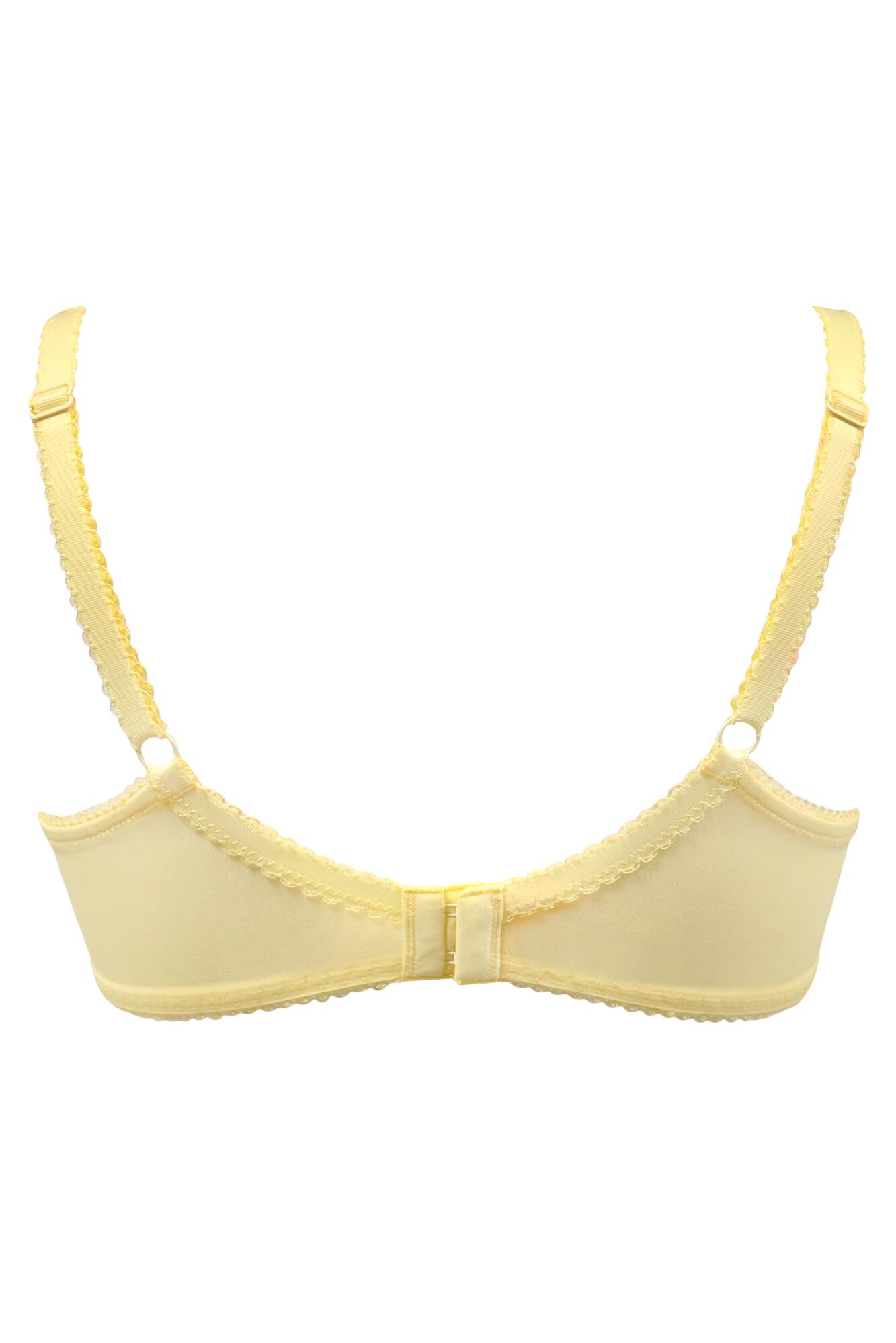 Flora Lightly Padded Underwired Bra in Yellow | Pour Moi Clothing