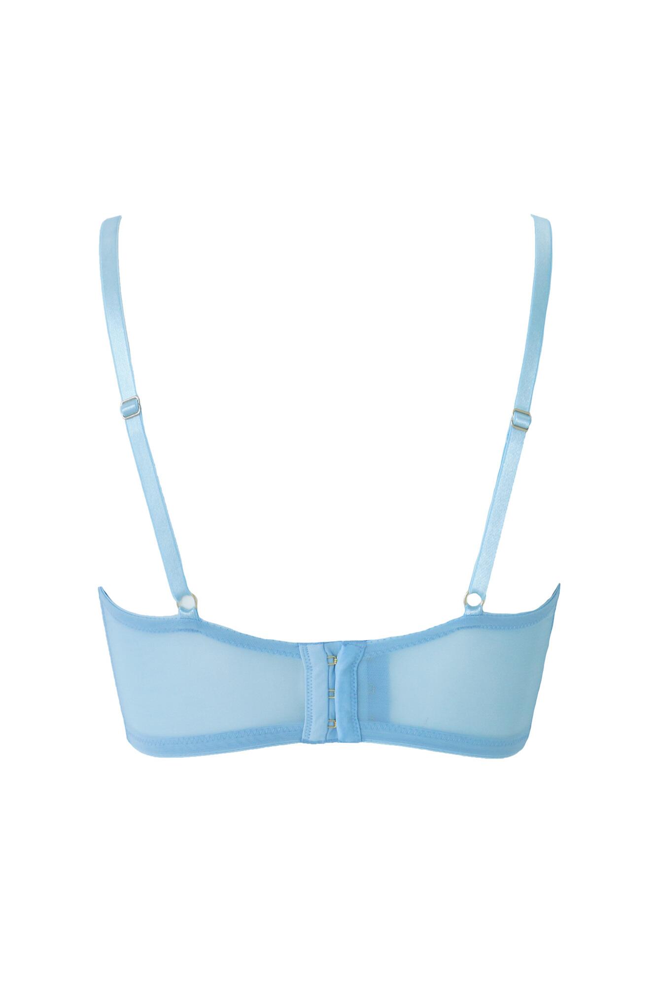 India Satin Lightly Padded Longline Bra in Powder Blue | Pour Moi Clothing