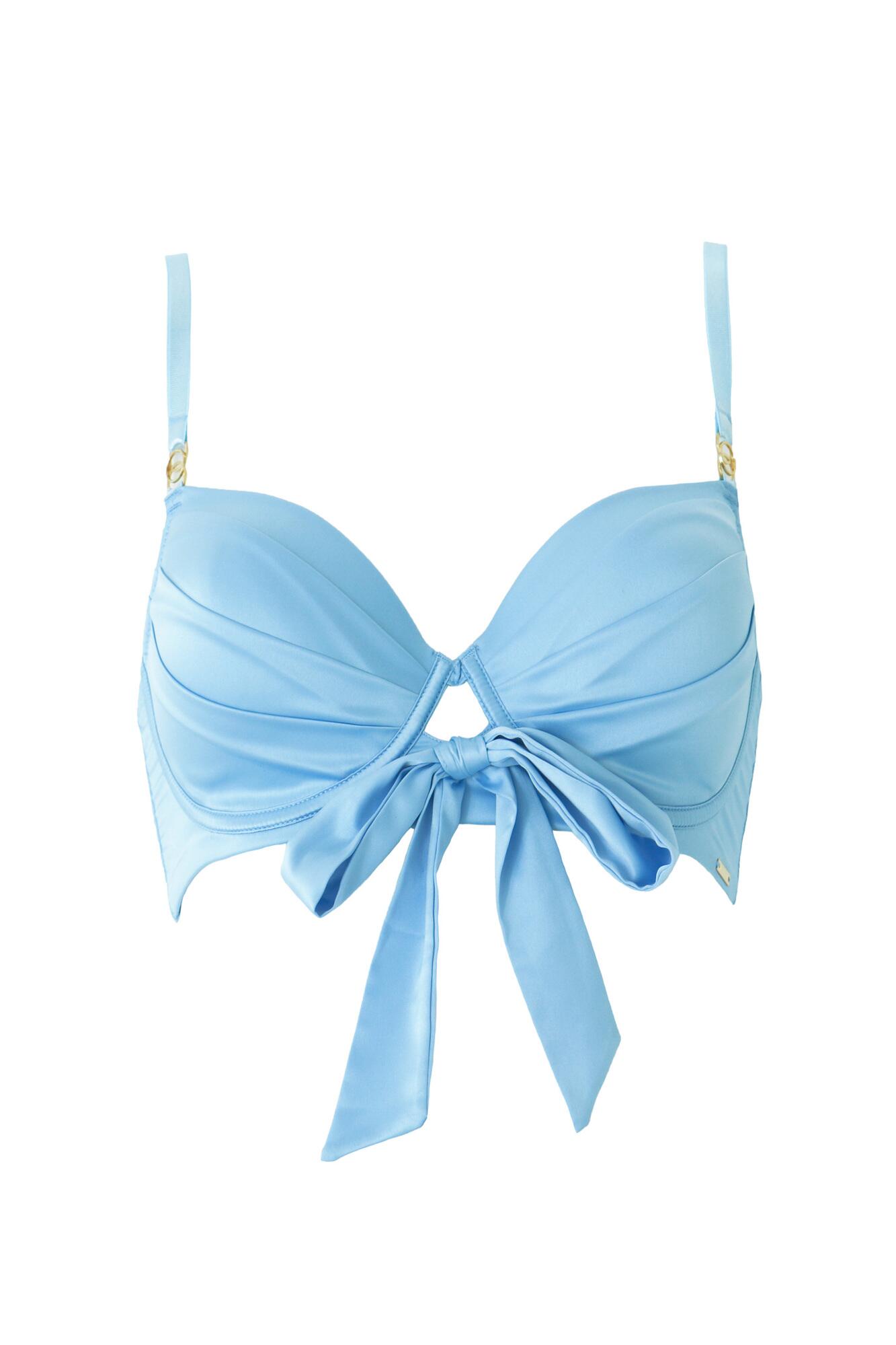 India Satin Lightly Padded Longline Bra in Powder Blue | Pour Moi Clothing