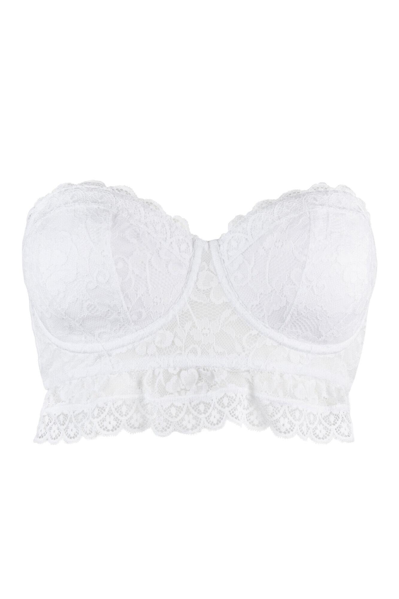 Rebel Lightly Padded Multiway Strapless Longline Bra in White | Pour ...