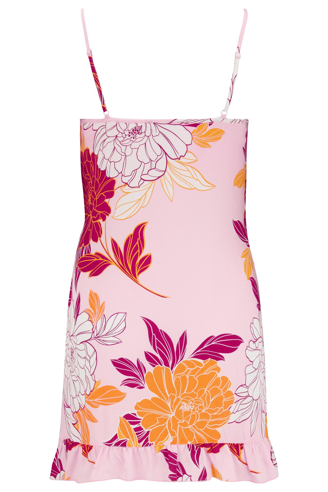 Luxe Woven Frill Detail Hidden Support Chemise in Pink Floral | Pour ...