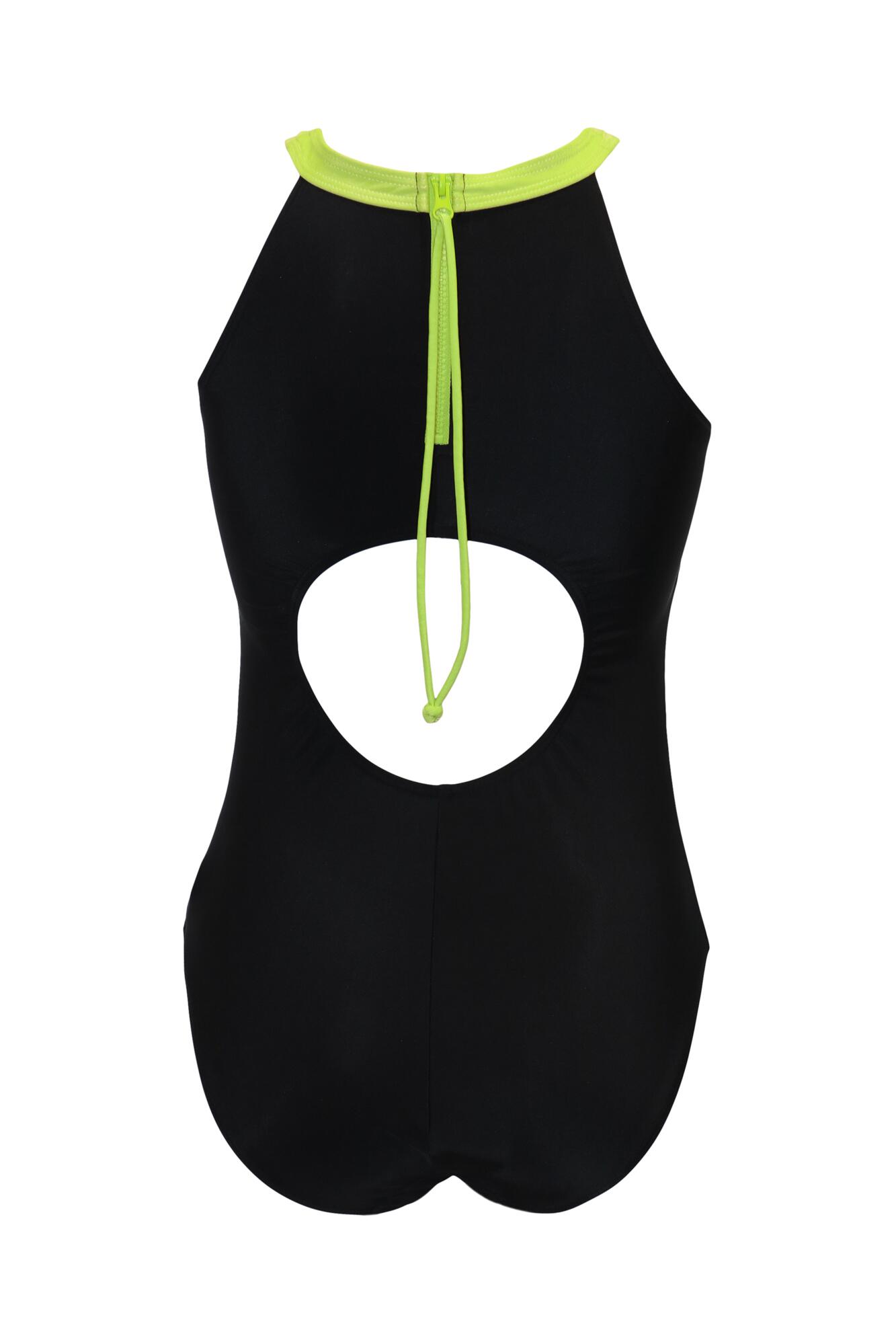 Energy Chlorine Resistant High Leg Swimsuit in Black/Lime | Pour Moi ...