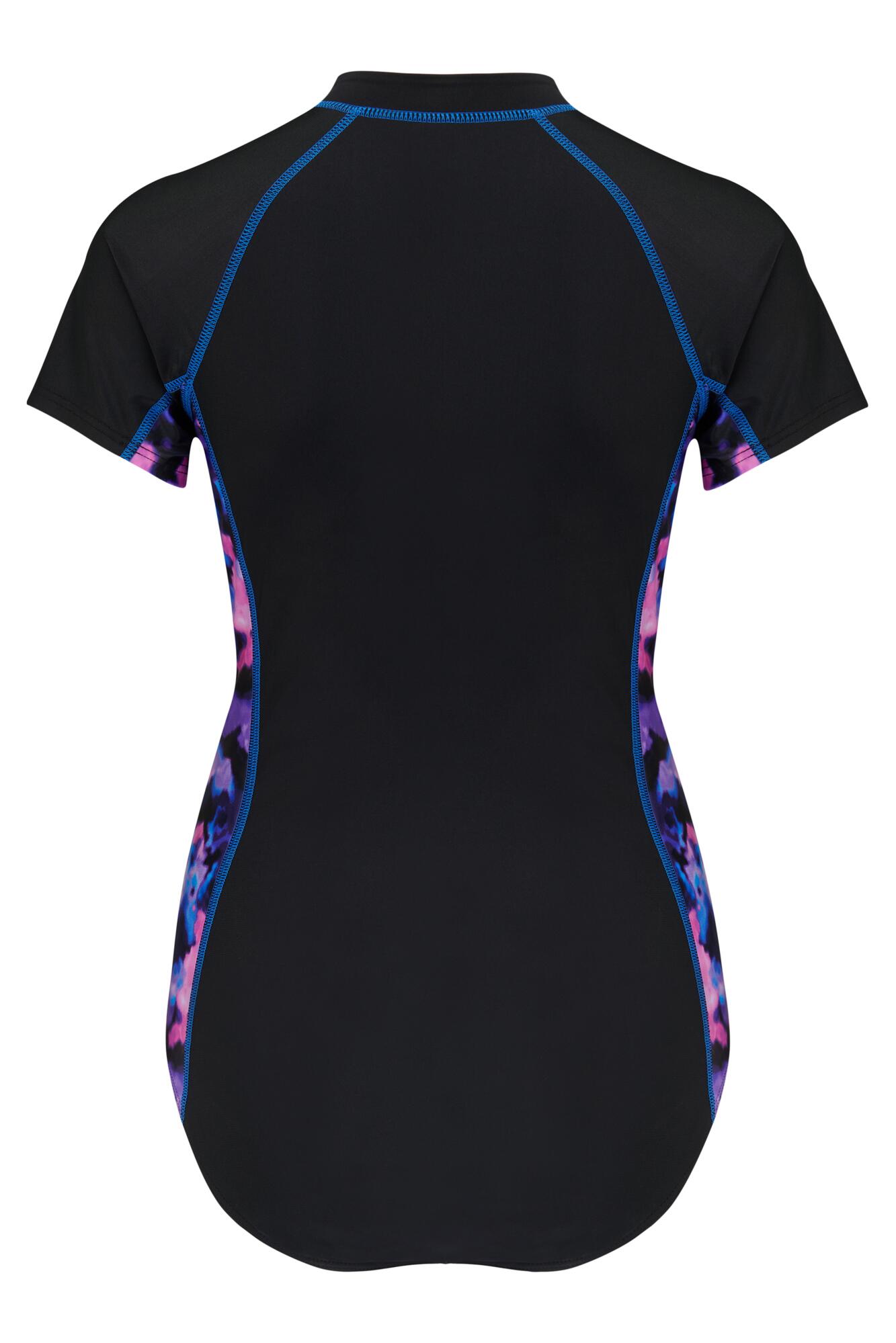 Energy Short Sleeved Zip Front Paddle Swimsuit in Tie Dye | Pour Moi ...