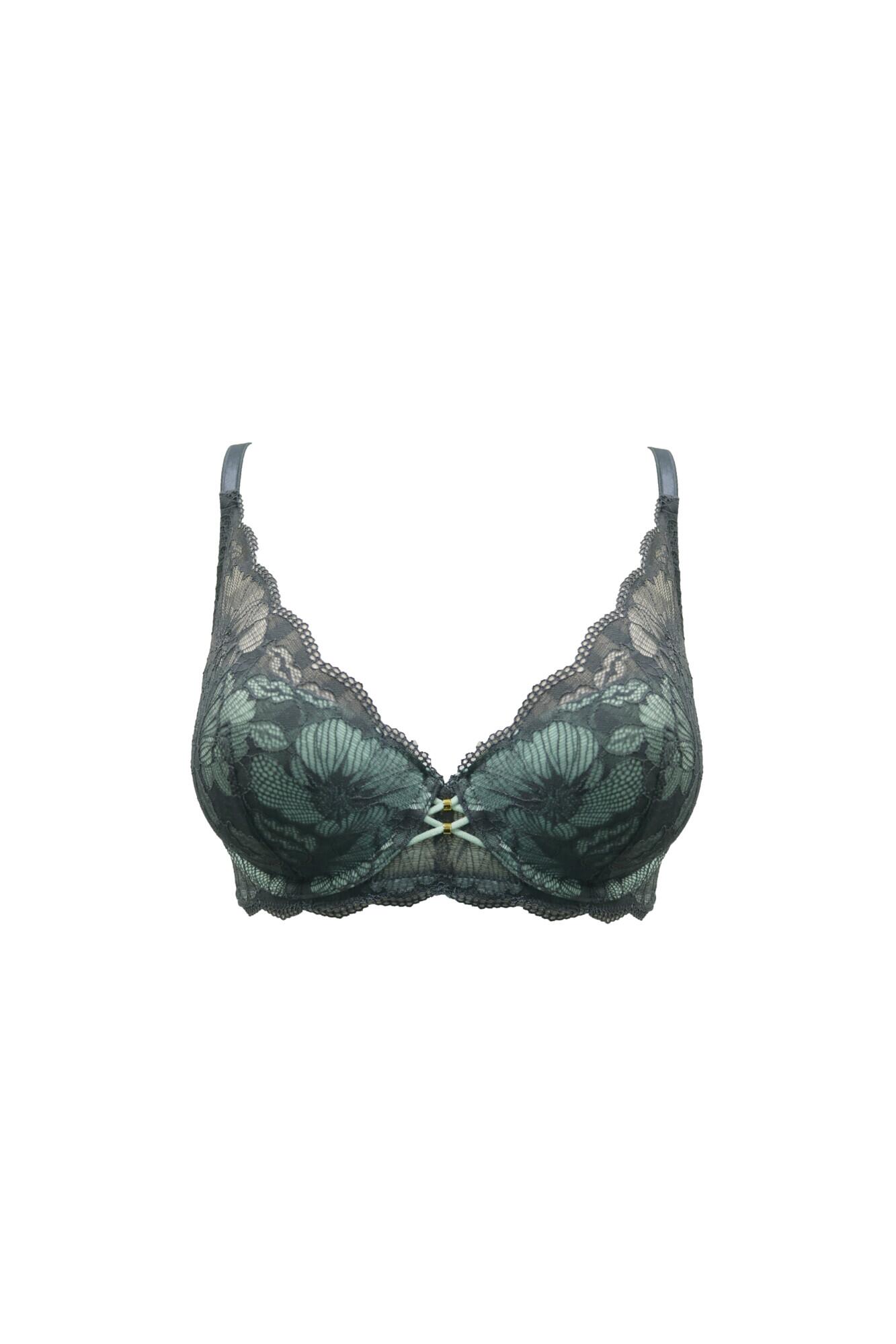 Atelier Lace High Apex Lightly Padded Underwired Bra in Slate/Mint ...