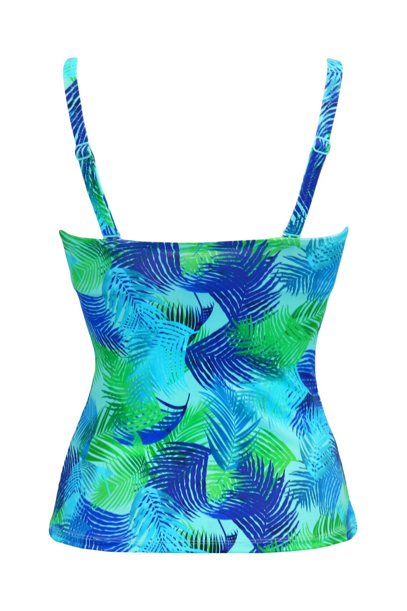Aruba Underwired Strapless Bandeau Tankini in Aqua Palm | Pour Moi Clothing