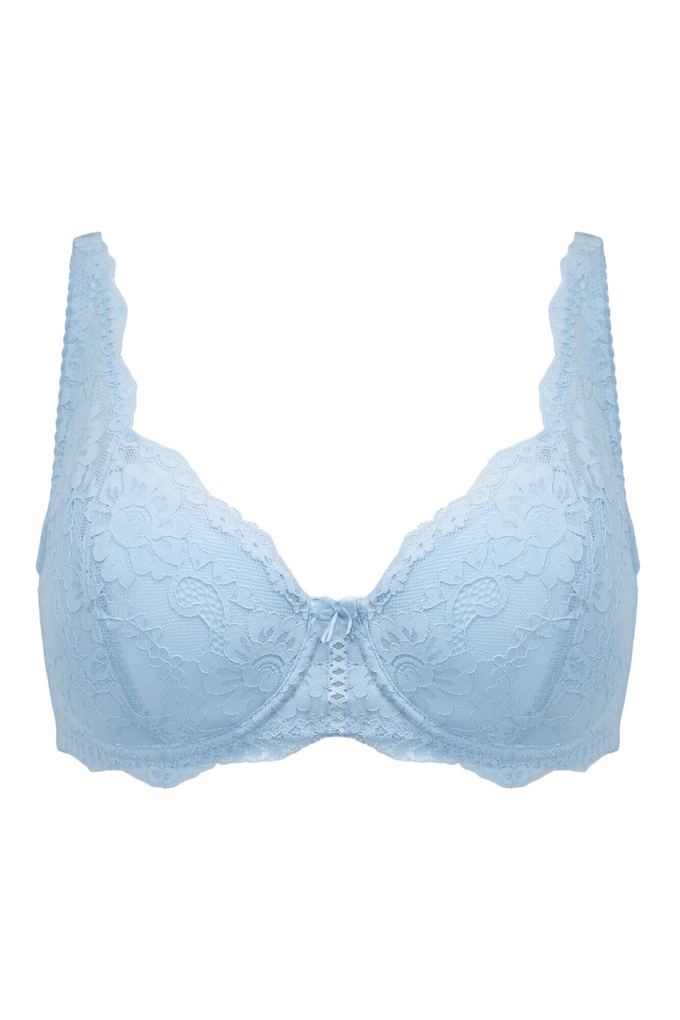 Fleur Lightly Padded High Apex Underwired Bra in Powder Blue | Pour Moi ...