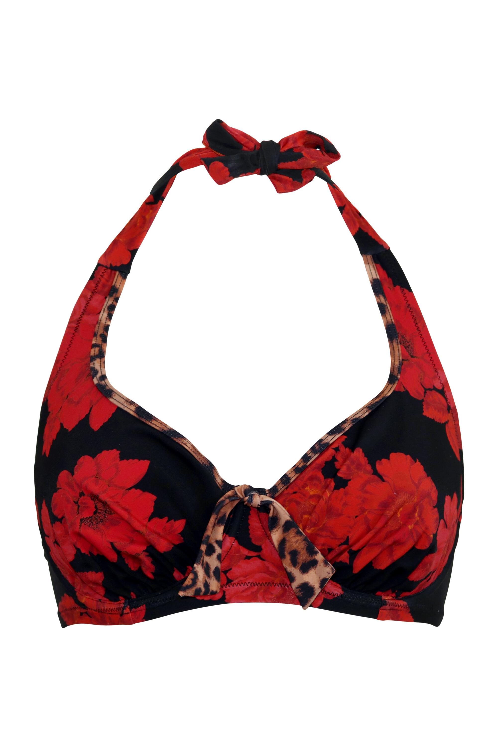 St Lucia Halter Underwired Non-Padded Top in Rose/Leopard | Pour Moi ...