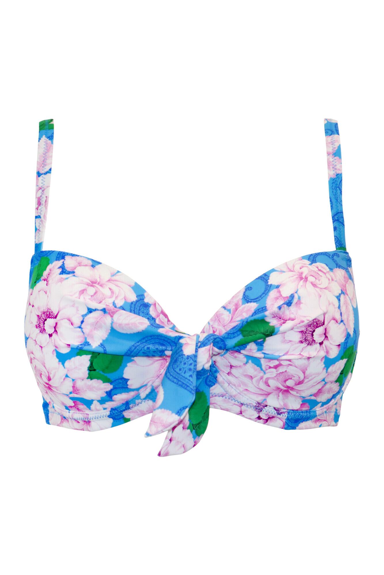 Rosa Cove Padded Underwired Convertible Bikini Top in Blue Floral ...