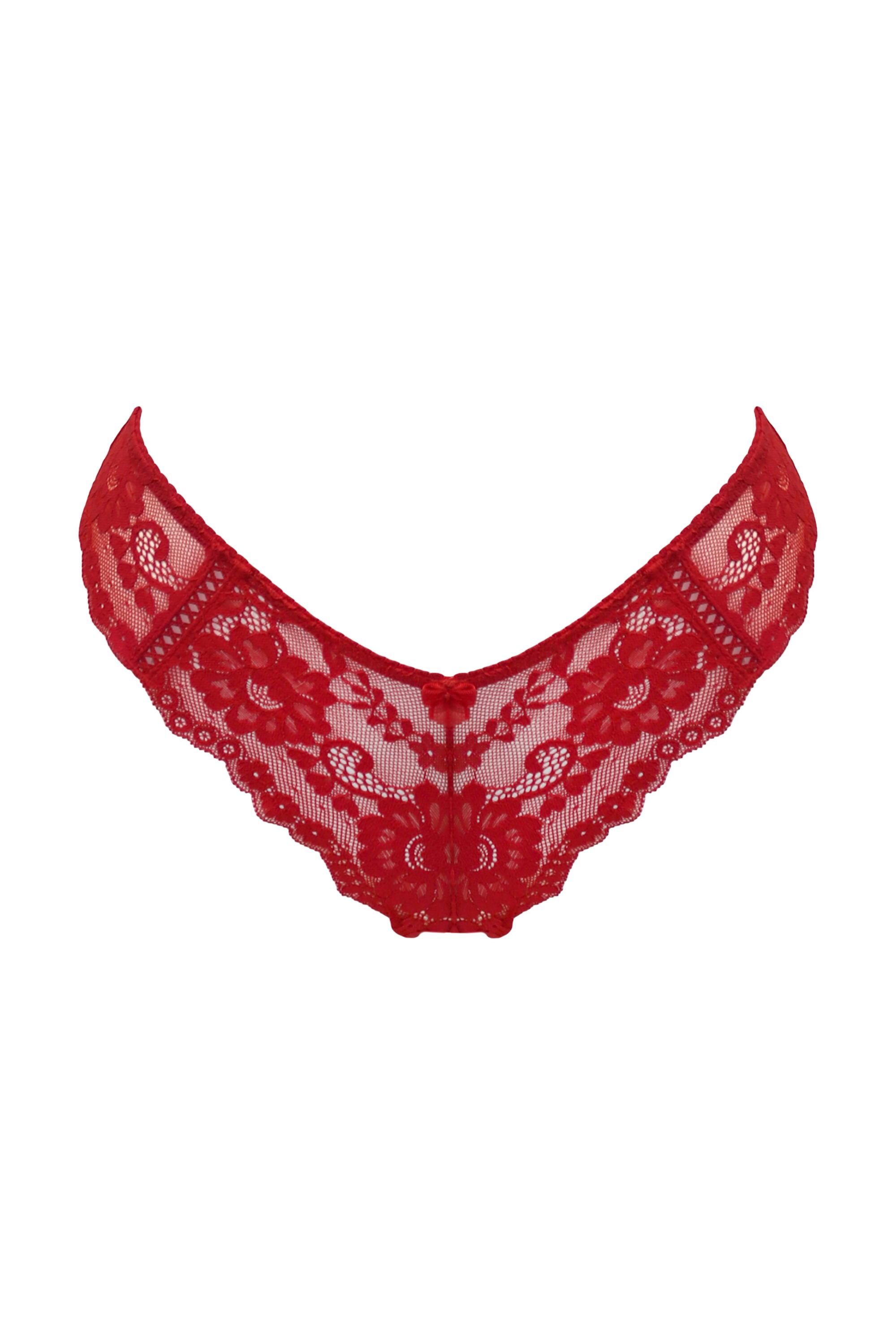 Fleur Cheeky V-Shaped Brief in Red | Pour Moi Clothing