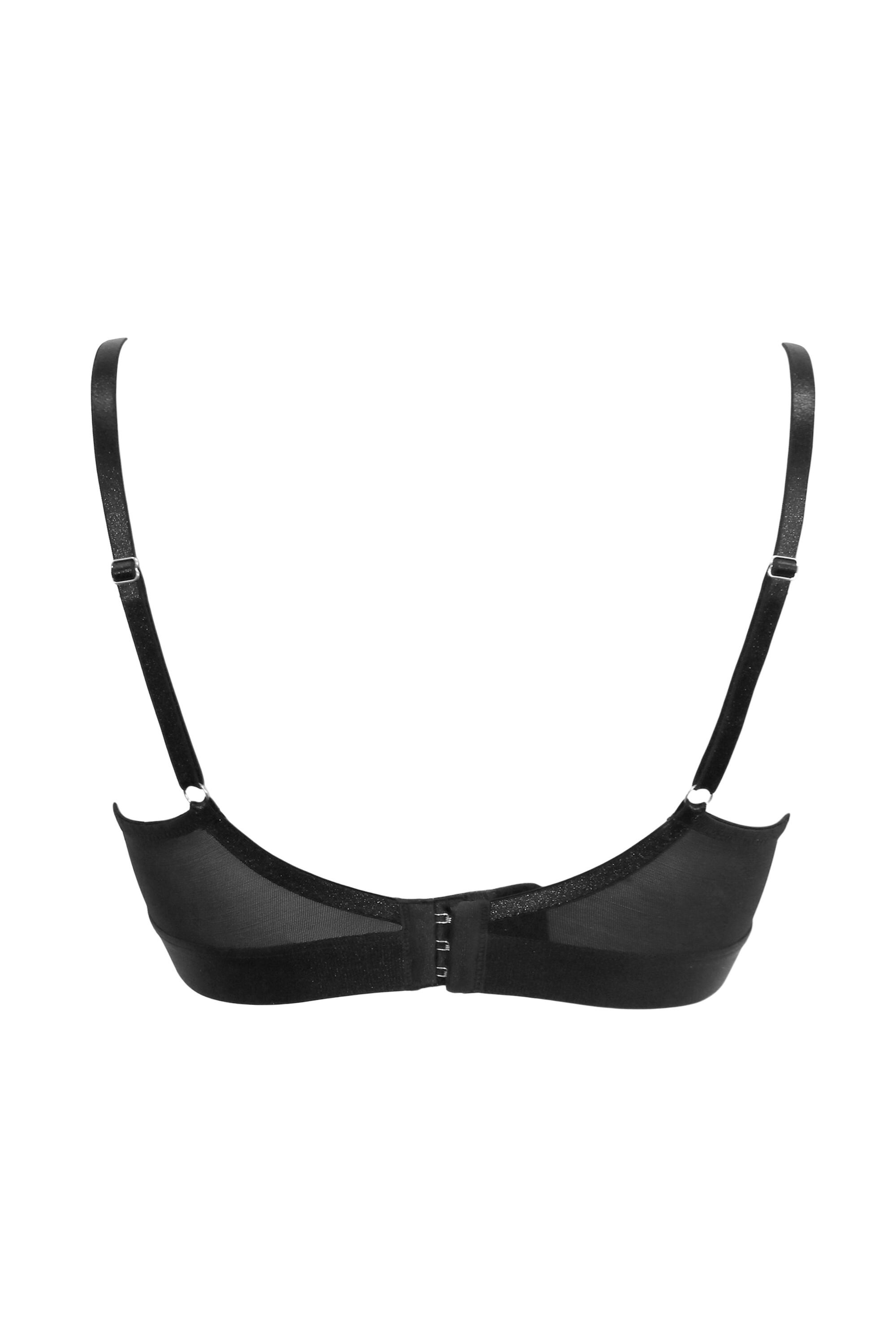 Constance Padded Push Up Plunge Longline Bra in Black/Silver | Pour Moi ...