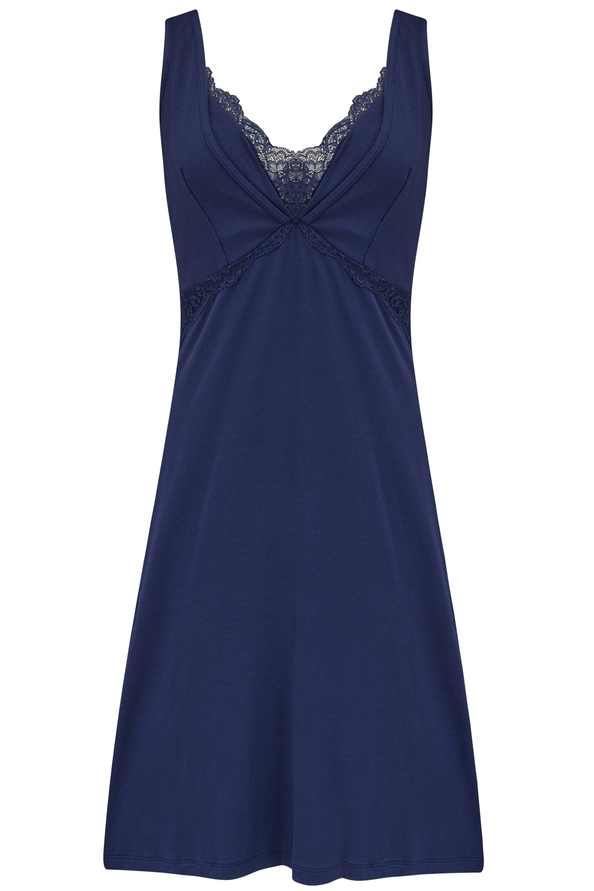 Sofa Loves Lace Hidden Mesh Support Soft Jersey Chemise in Navy | Pour ...