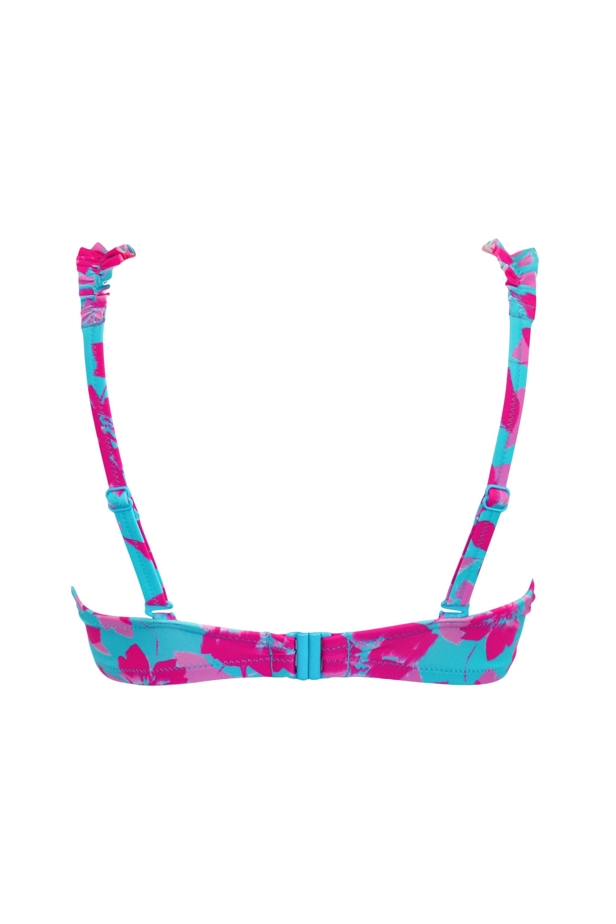 Ocean Breeze Underwired Non-Padded Bikini Top in Blue Floral | Pour Moi ...