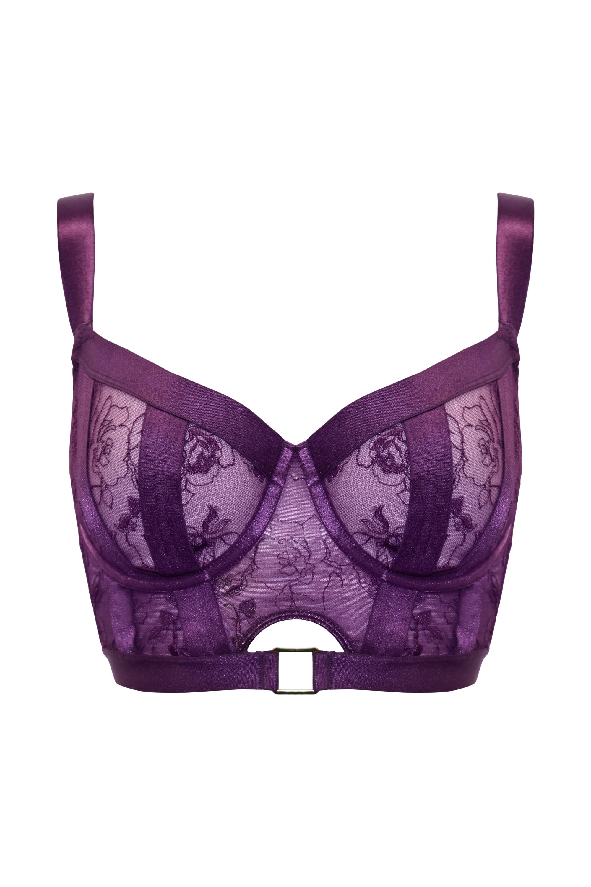 India Embroidery Underwired Bustier B-H in Blackberry | Pour Moi Clothing