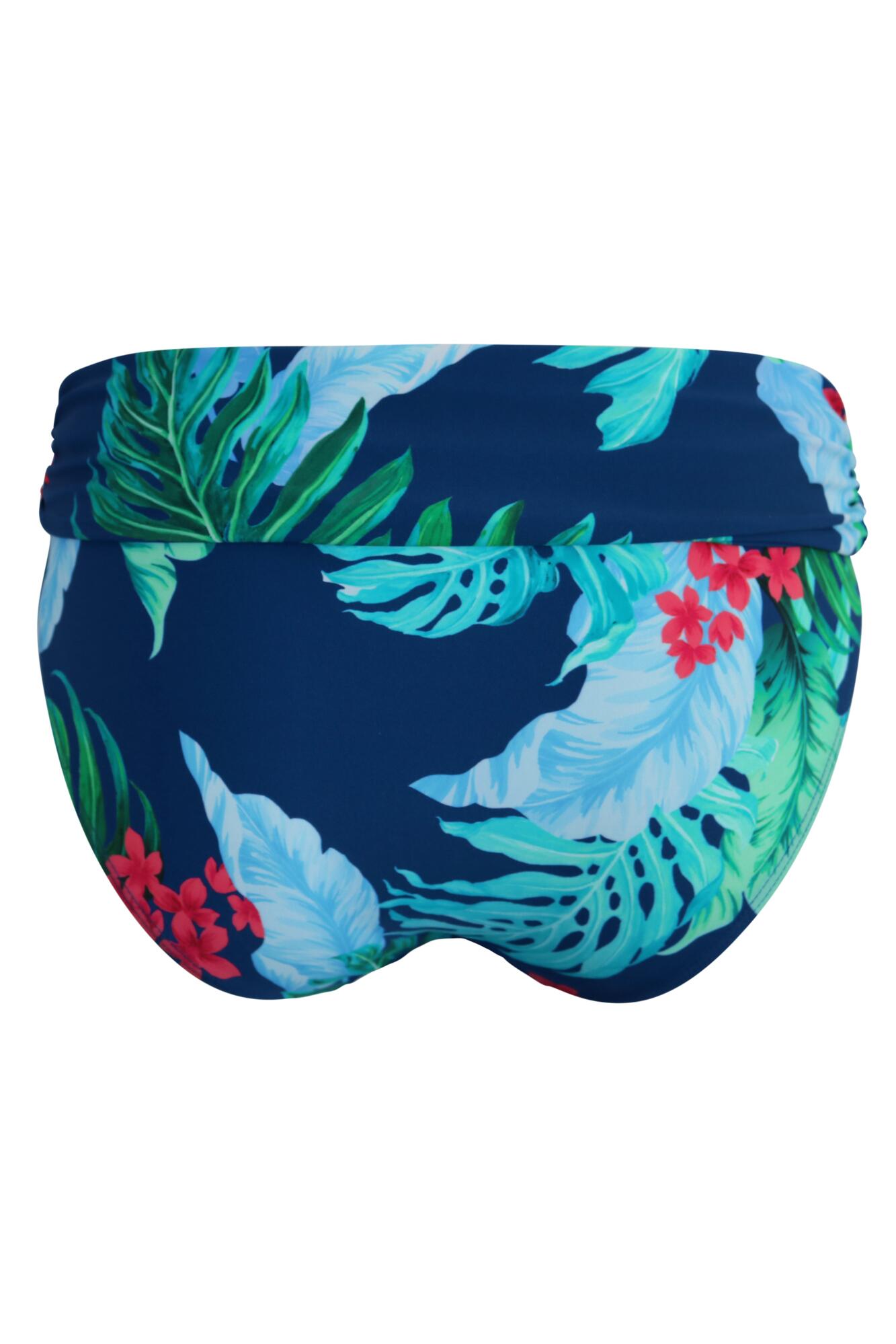 Santa Monica Foldover Bikini Brief in Navy Tropical | Pour Moi Clothing