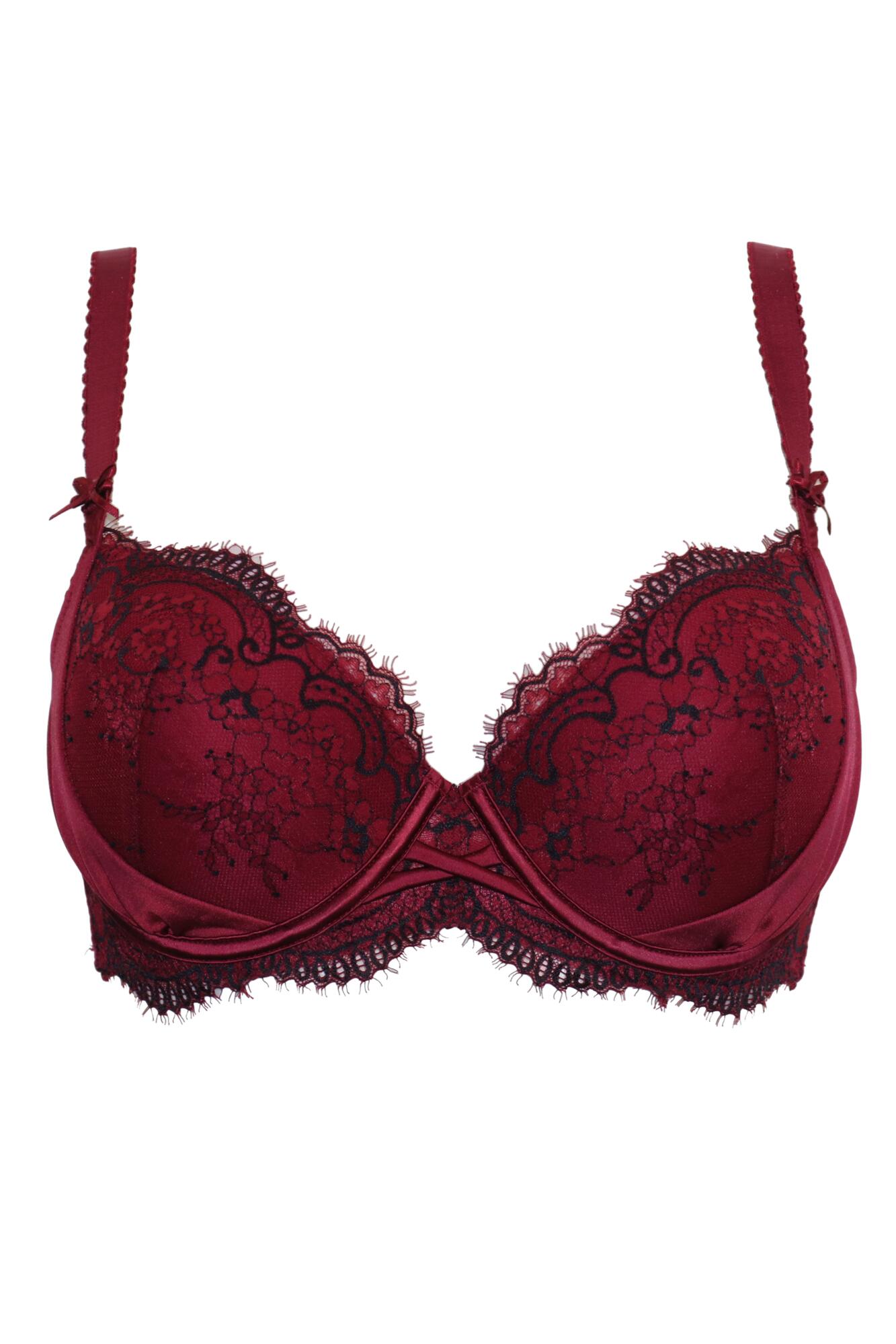 Hollywood Padded Balconette Bra in Burgundy | Pour Moi Clothing