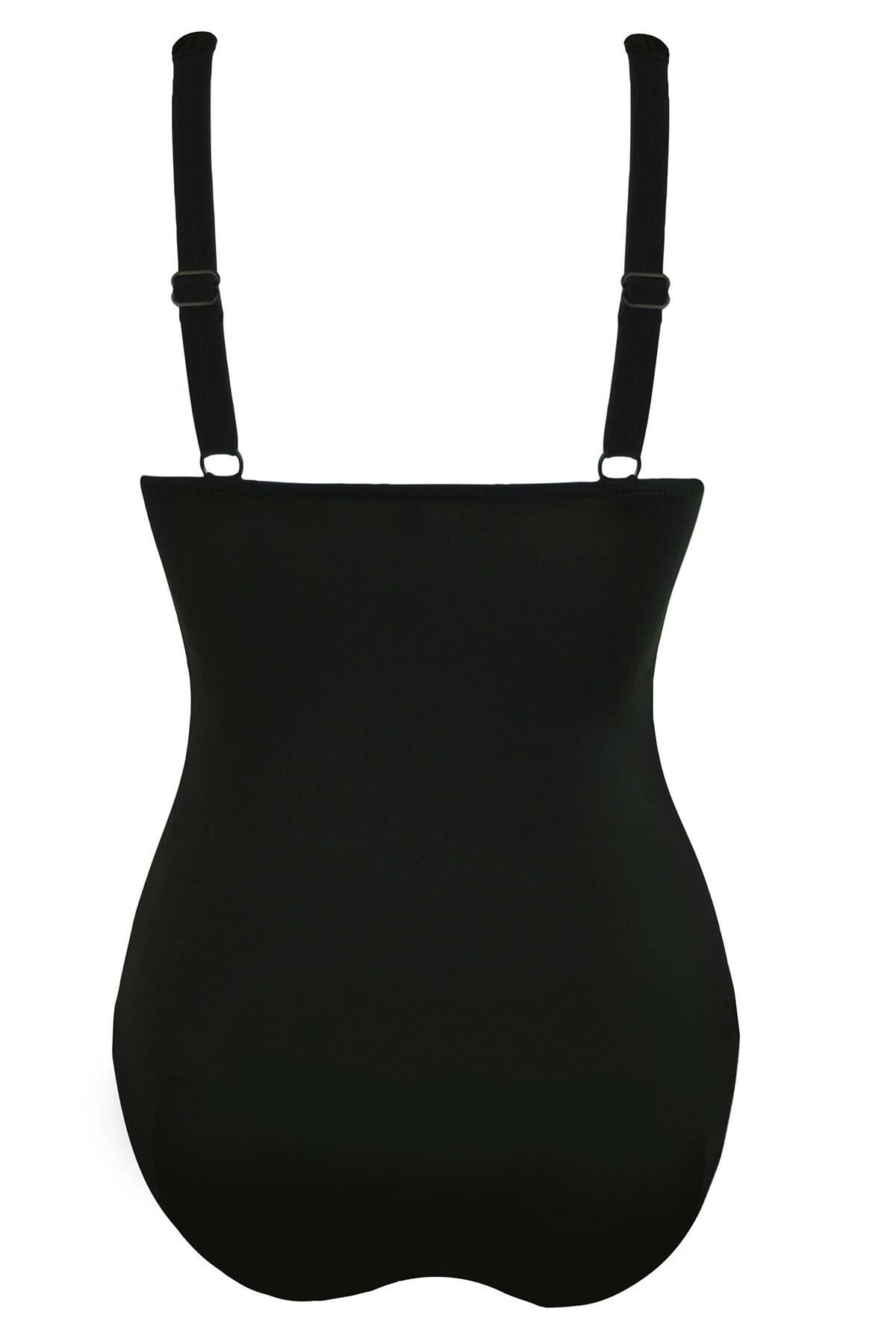 Mixed Mesh Control Swimsuit | Black | Pour Moi