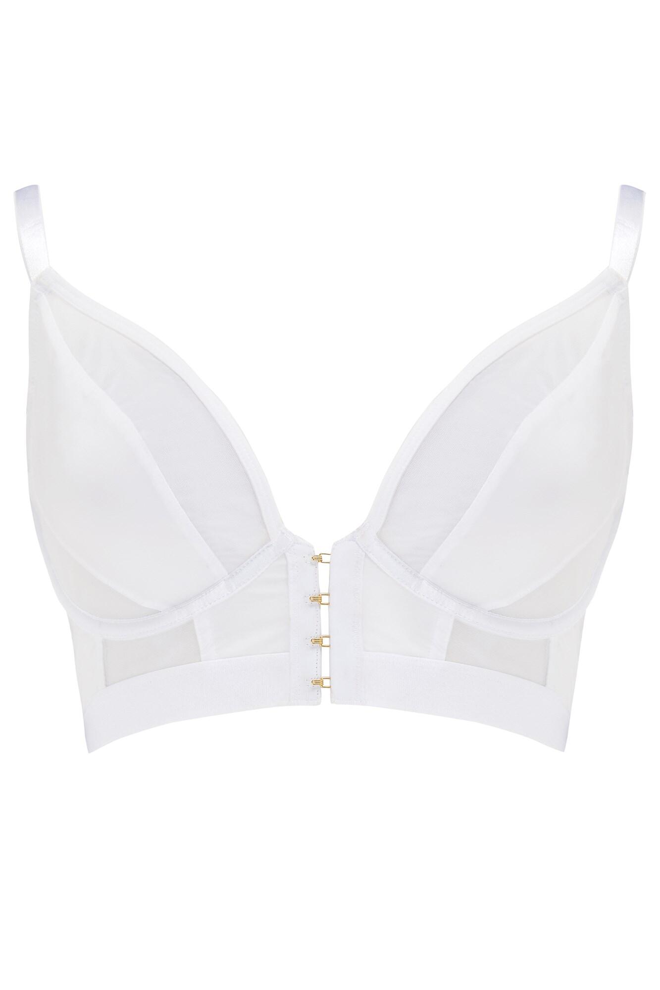 India Front Fastening Underwired Bralette B-G in White | Pour Moi Clothing