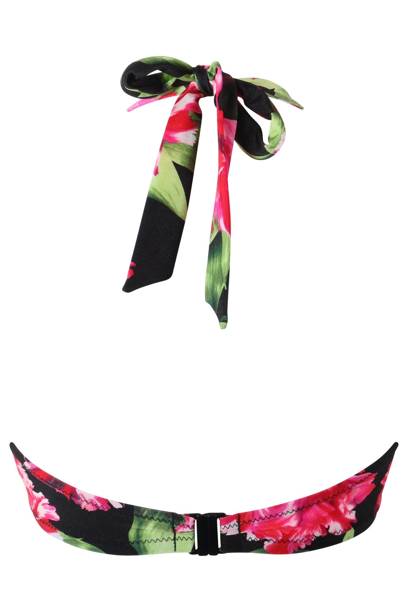 Orchid Luxe Halter Lightly Padded Underwired Top in Black/Pink | Pour ...