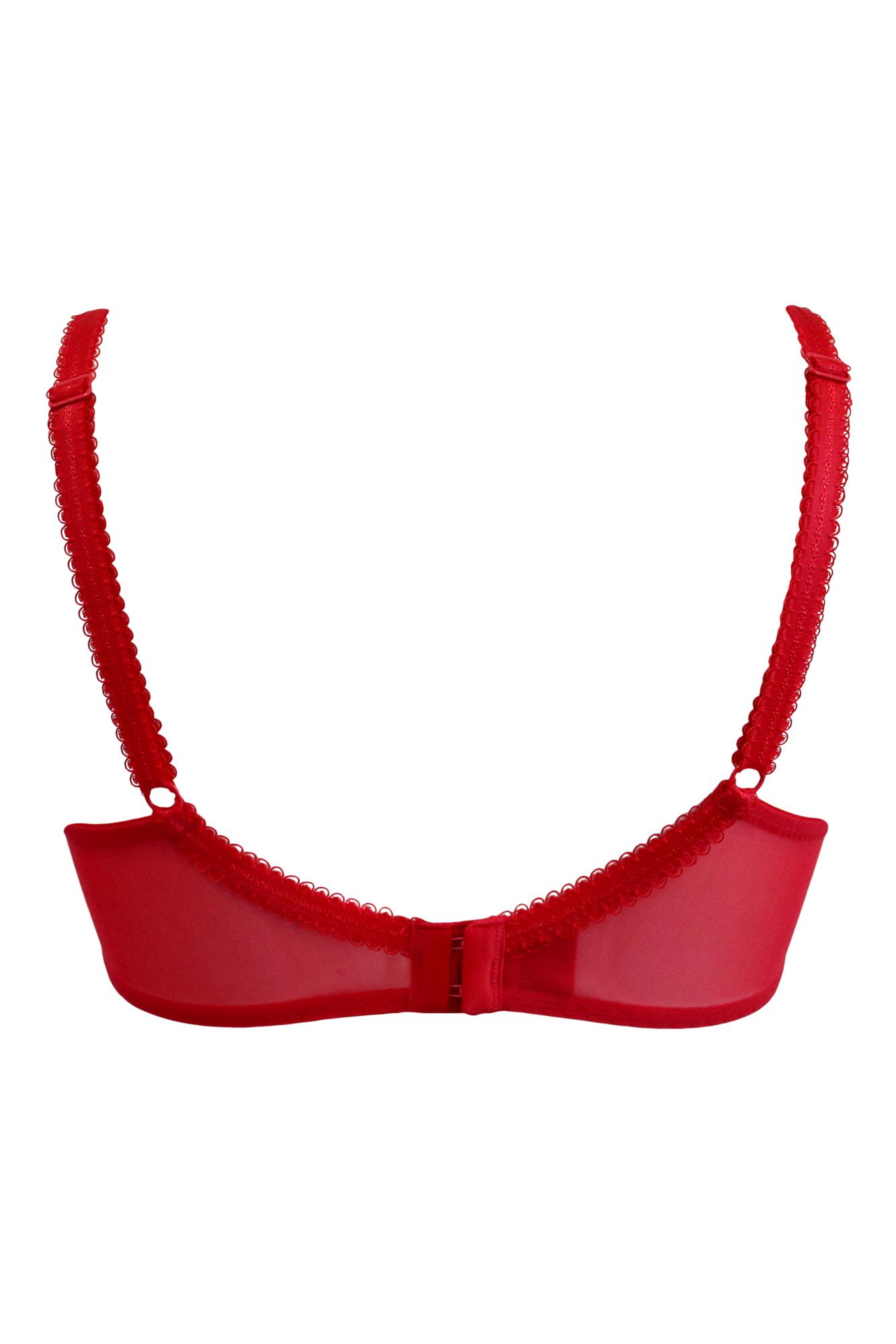 Gigi Lightly Padded Balconette Bra in Red/Pink | Pour Moi Clothing