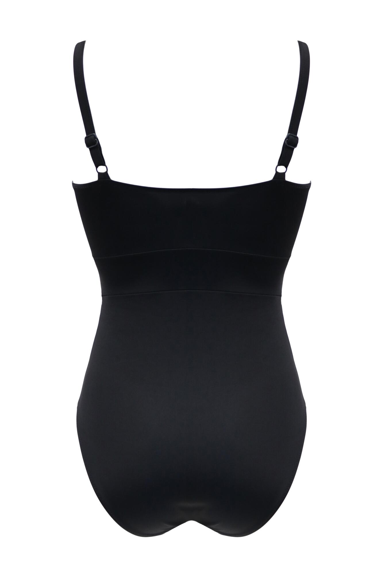 Ruched Pleated Control Swimsuit in Black | Pour Moi Clothing