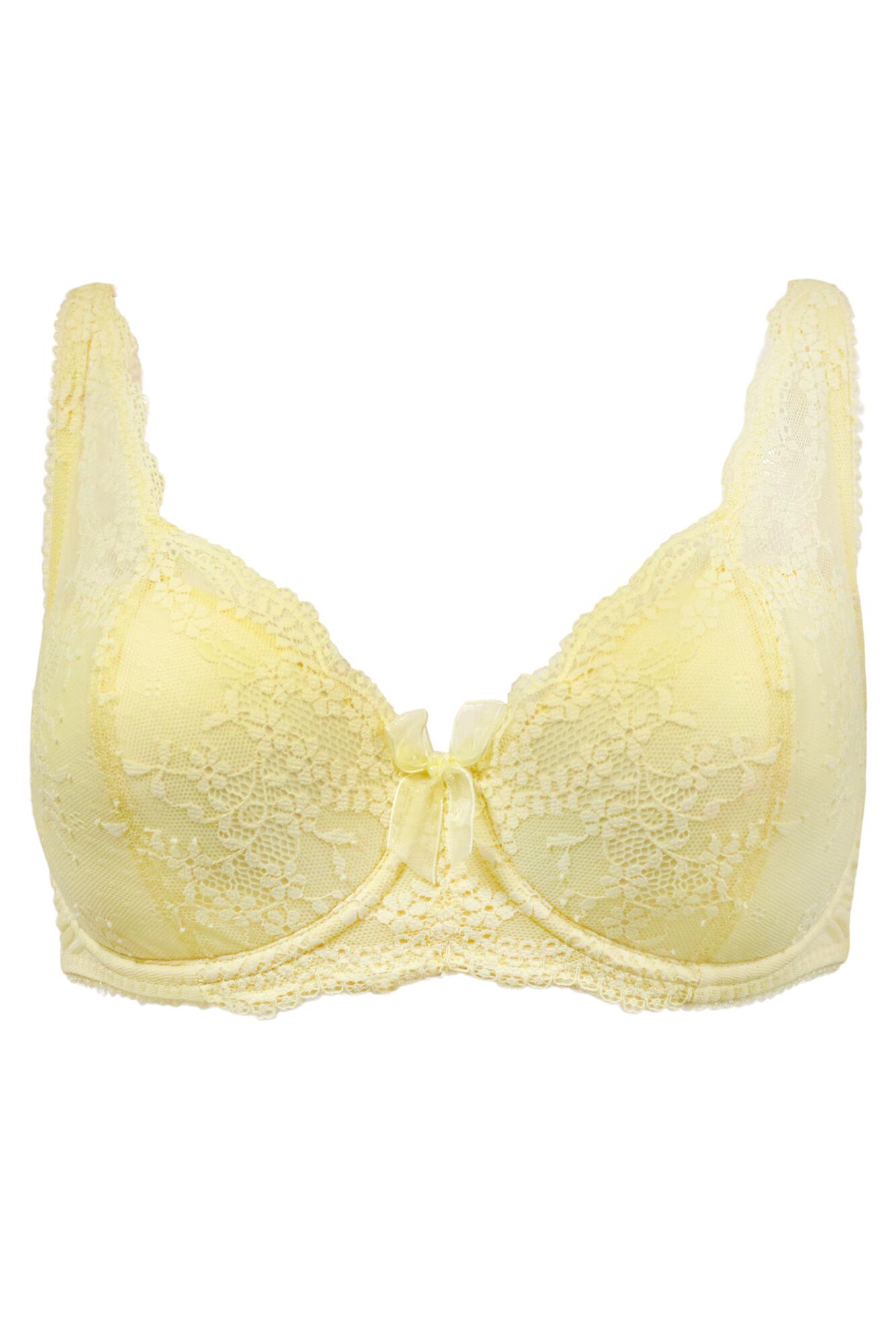 Flora Lightly Padded Underwired Bra in Yellow | Pour Moi Clothing