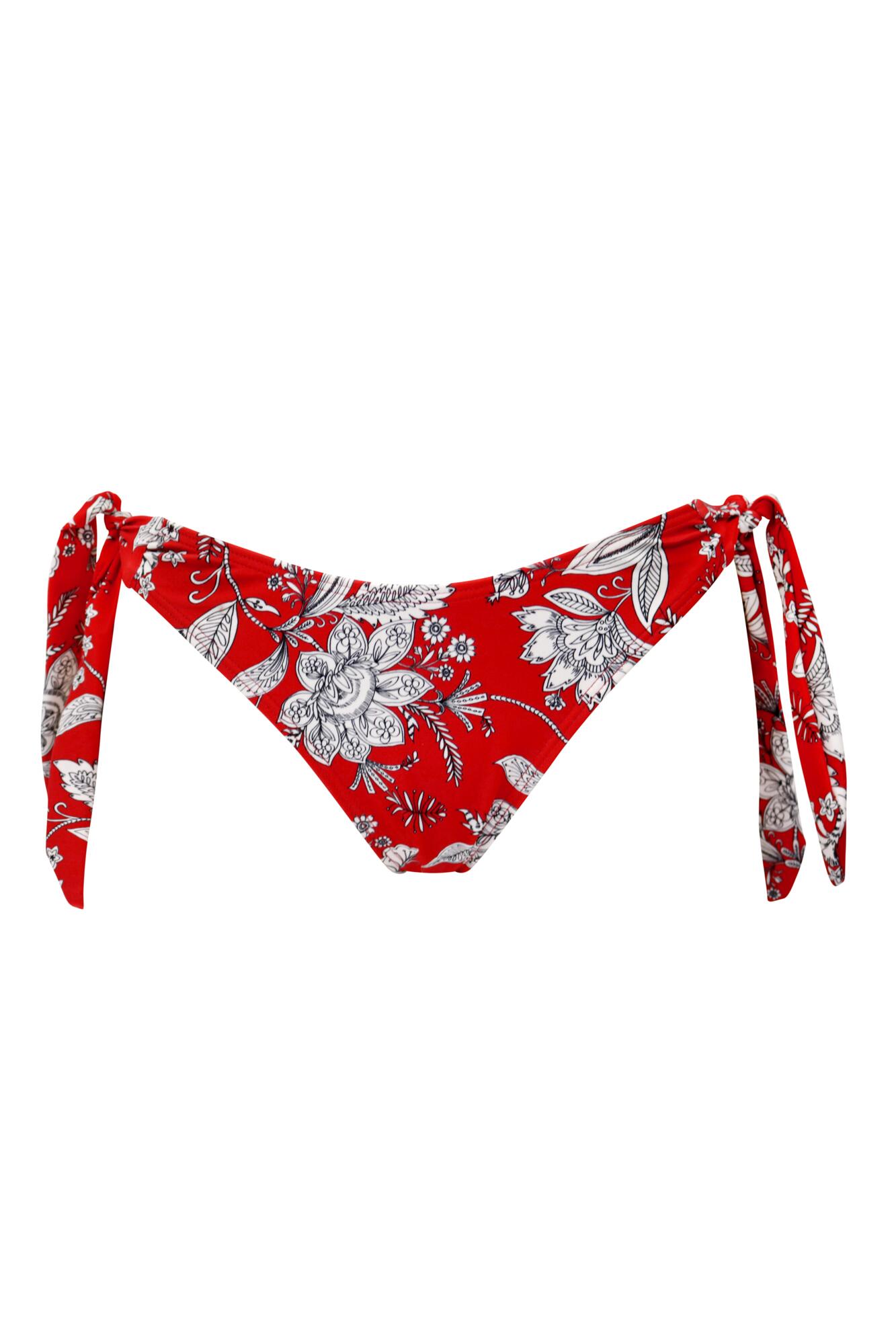 Freedom High Leg Tie Side Brief in Red/White | Pour Moi Clothing