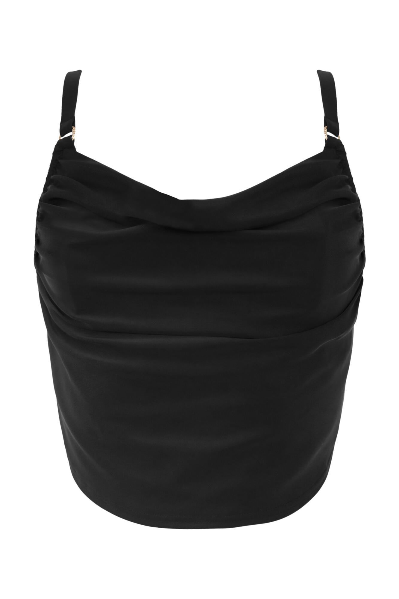 Mykonos Cowl Neck Underwired Top in Black | Pour Moi Clothing