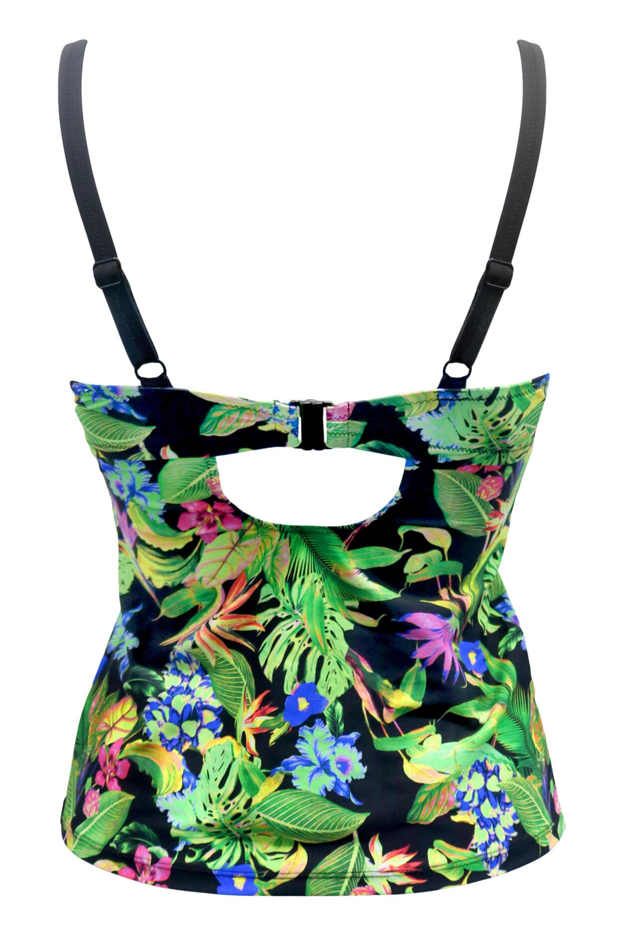 St Lucia Padded Underwired Tankini Top in Tropical | Pour Moi Clothing