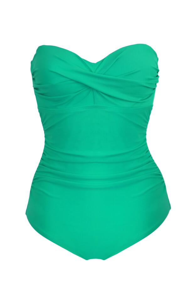 Santa Monica Strapless Control Swimsuit In Green Pour Moi Clothing