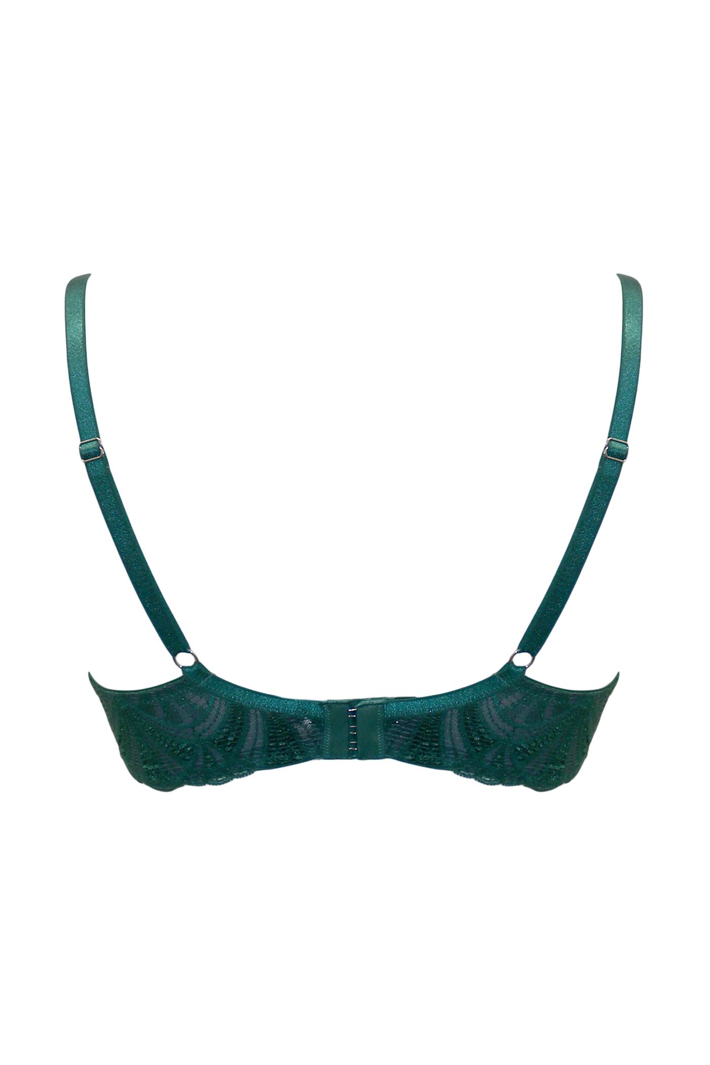 New Romance Padded Push-Up Plunge Bra in Forest/Slate | Pour Moi Clothing