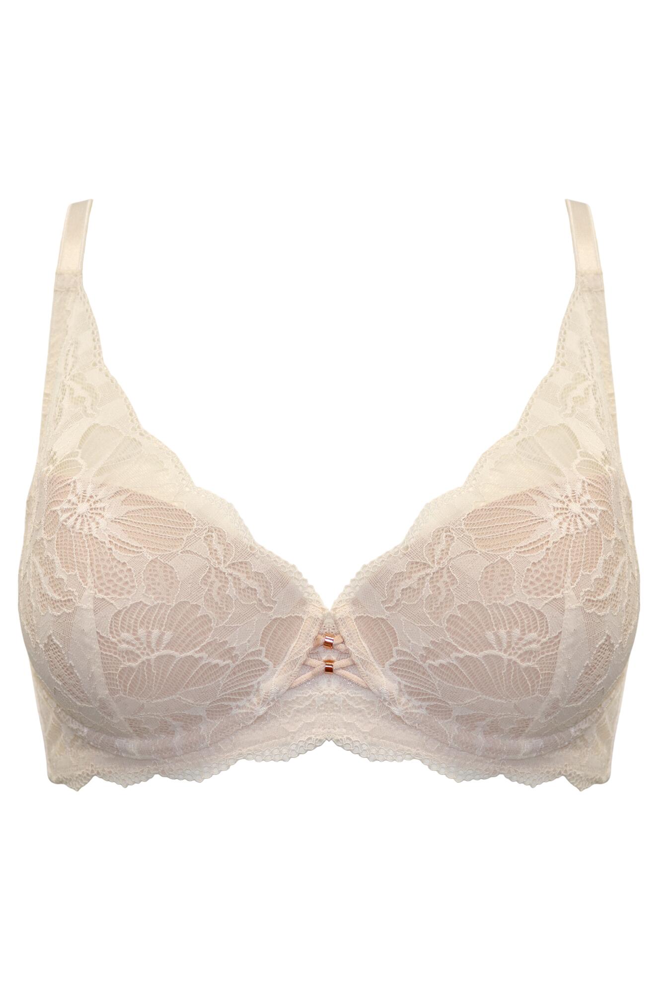 Atelier Lace High Apex Padded Underwired Bra in Ivory/Champagne | Pour ...