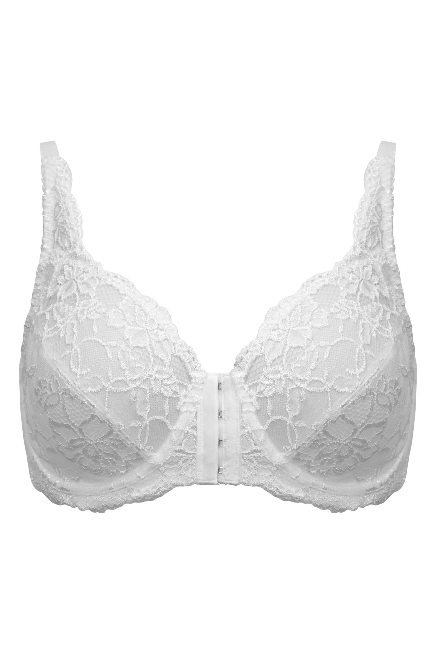 Rosalind Non Padded Underwired Front Fastening Bra B-I in White | Pour ...