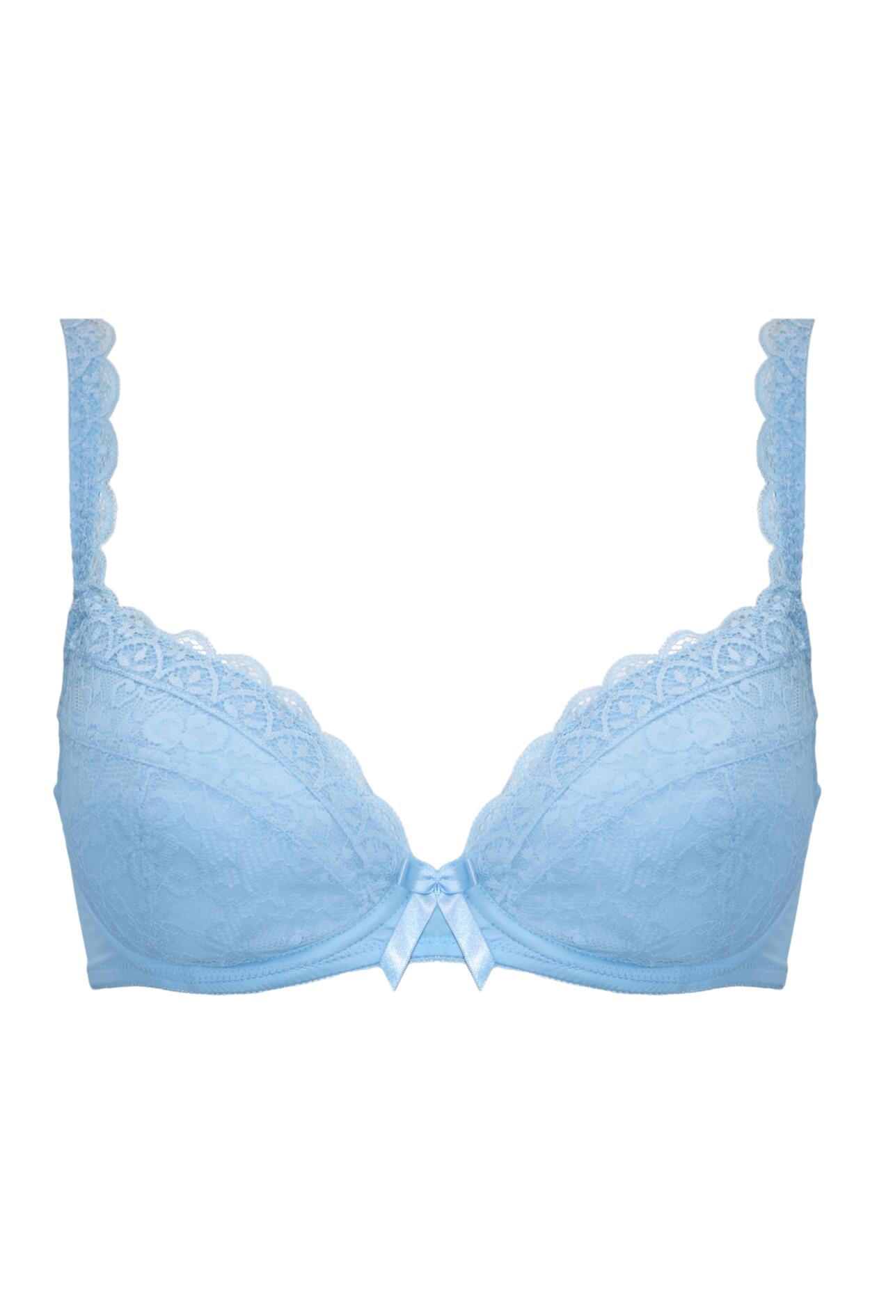 Rebel Padded Plunge Bra in Powder Blue | Pour Moi Clothing