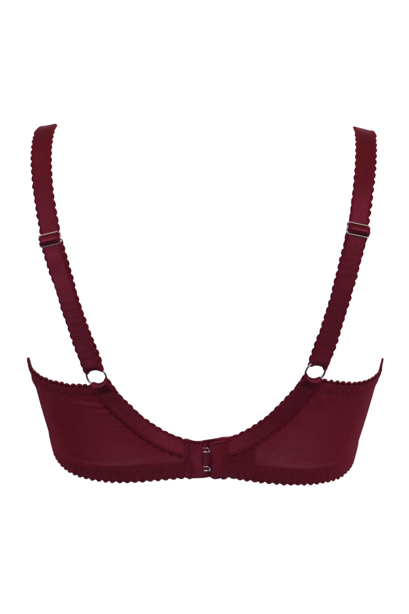 Hollywood Padded Balconette Bra in Burgundy | Pour Moi Clothing