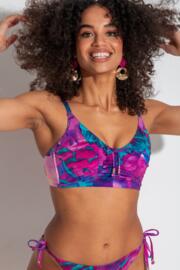 Cabana Underwired Longline Ruched Bikini Top in Purple Floral | Pour Moi Clothing